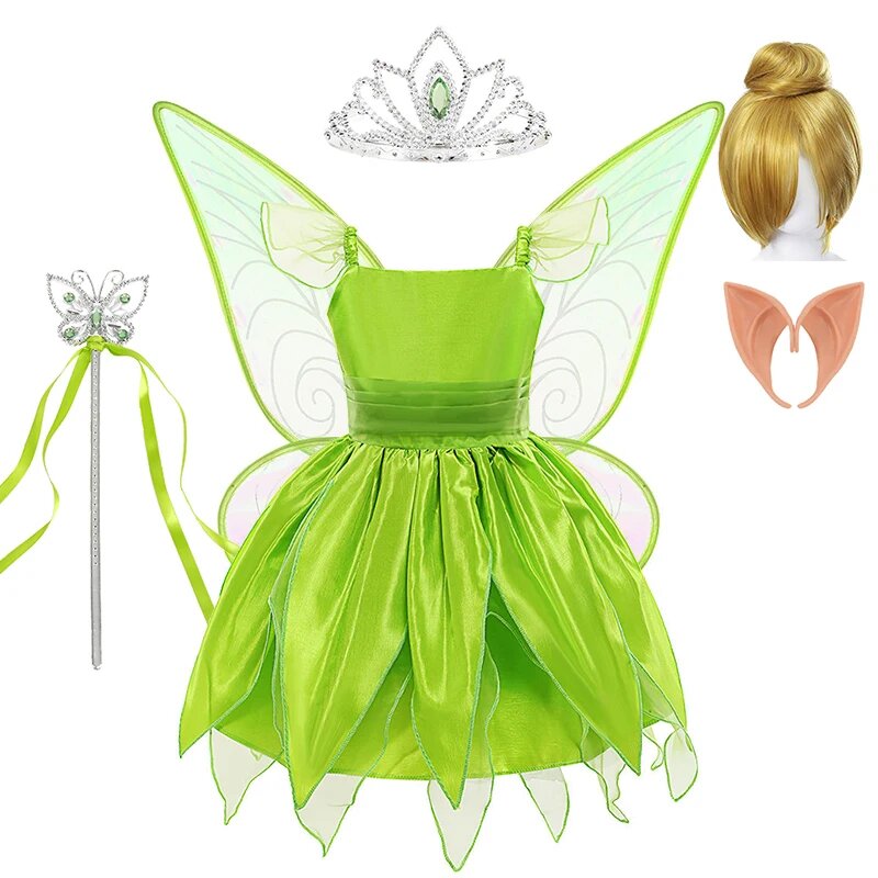 2023, детское зеленое сказочное платье для косплея на Хэллоуин с колокольчиком, платье принцессы, карнавал, Рождество, эльф для девочки, день рождения, искусственные Бальные платья