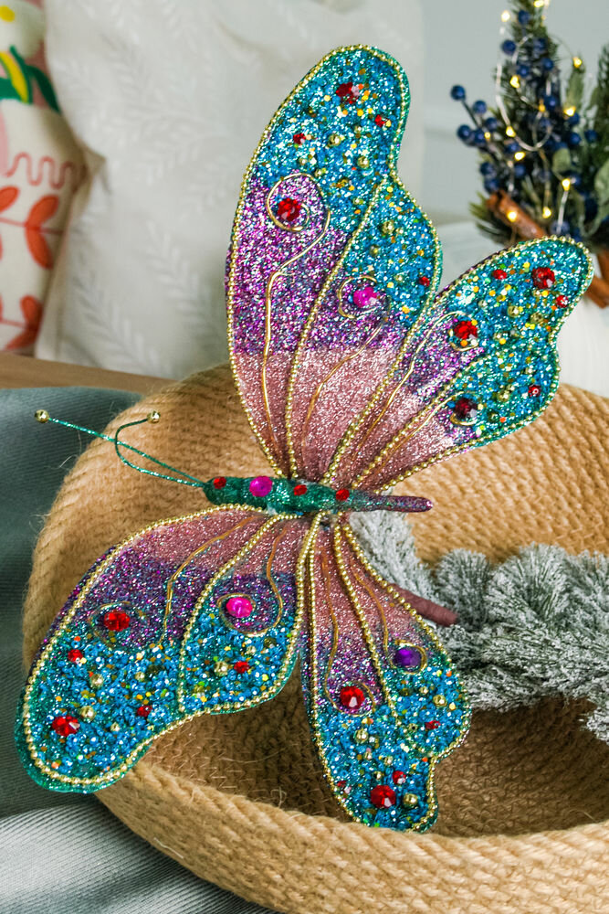 Декоративное украшение бабочка 'драгоценный полёт' на клипсе, пластик, 37 см, Goodwill BR39342