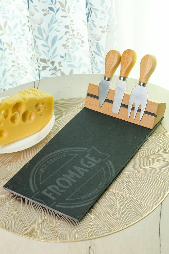 Набор для сырной тарелки магия камня, сланец, 16х30 см, Koopman International 210000170
