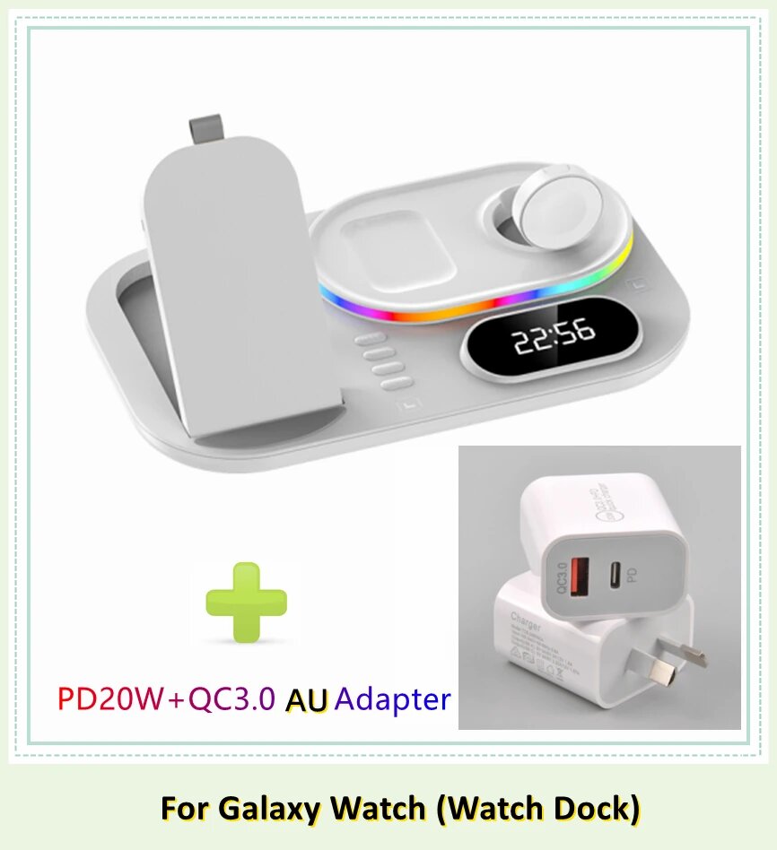 Time Display LED Wireless Charging Station 4 in 1 Wireless Charger For Samsung Galaxy S23/S22 Flip Fold 5 Watch 6/5 Buds