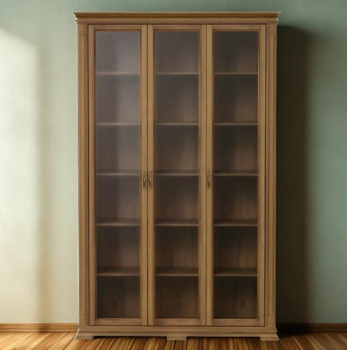 Шкаф книжный распашной из сосны Верди Premium 120, 140x45x220 клас. орех 2