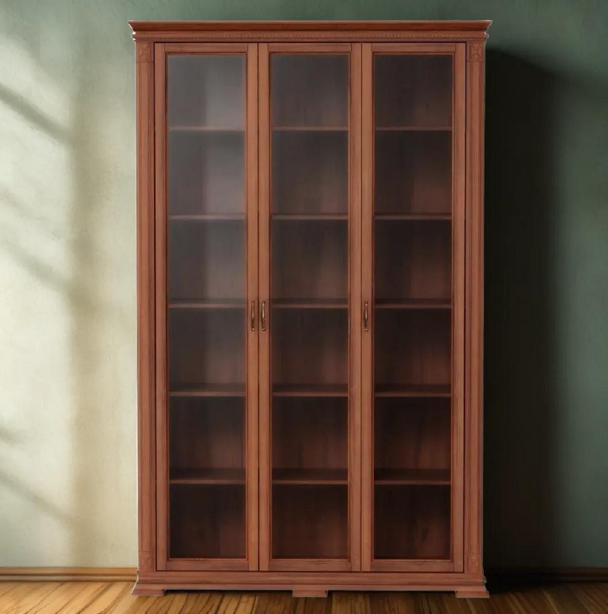 Шкаф книжный распашной из сосны Верди Premium 120, 140x45x220 дуб 2