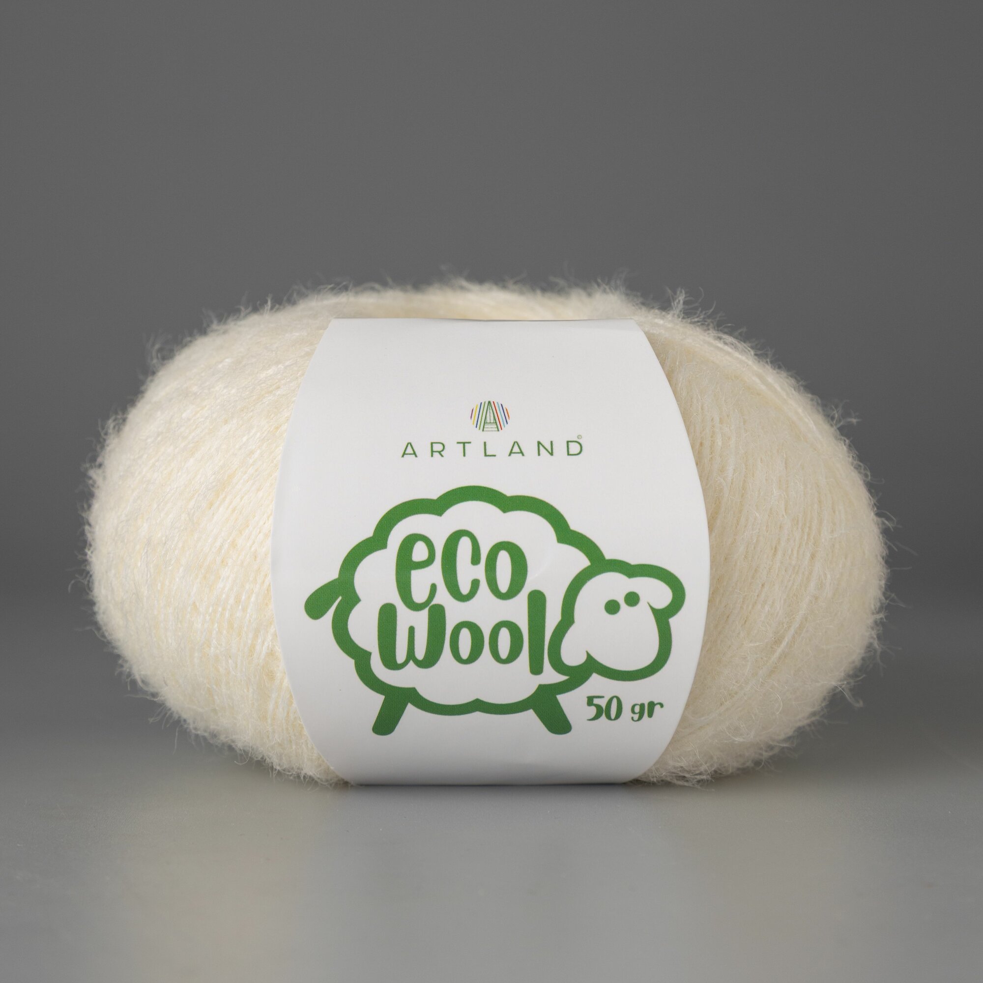 Пряжа для вязания Eco Wool Artland 1 моток (380 м, 50 гр), цвет 162 экрю