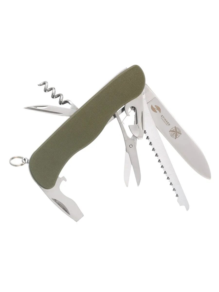 Нож перочинный Stinger 10 функций G10 зеленый