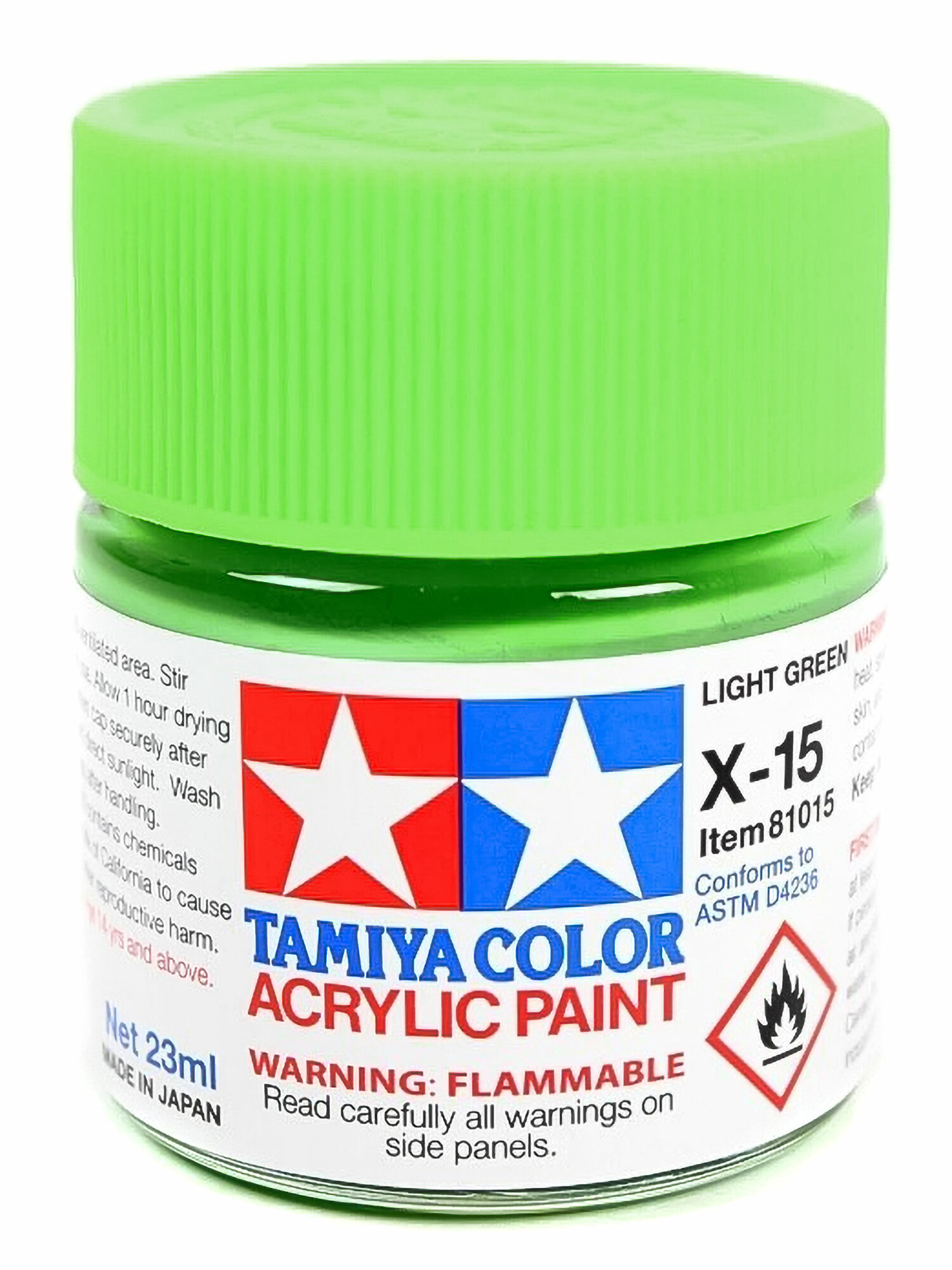 Краска акриловая Tamiya Color X-15 Light Green 81015 глянцевая, 23 мл