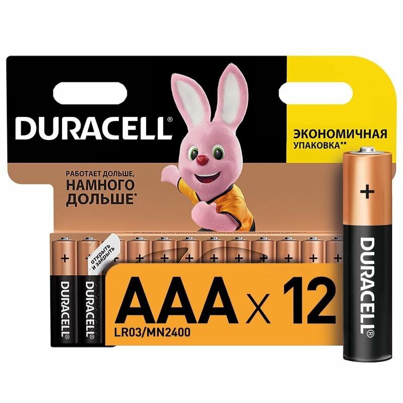 Батарейка DURACELL BASIC ААA/LR03-12BL, 349351 — фото 1