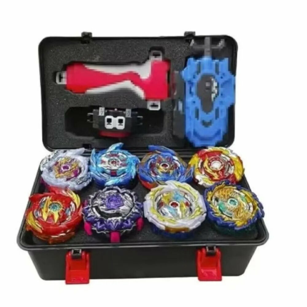 Коллекционный набор TOMY Beyblade Burst Surge GT: волчок Fafnir Burst с металлическими топами и пусковыми установками.