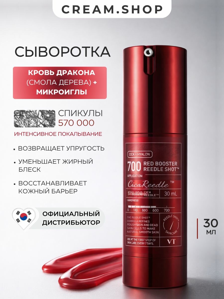 VT Cosmetics Сыворотка для лица антивозрастная с микроиглами 700, от морщин, увлажняющая, 30 мл