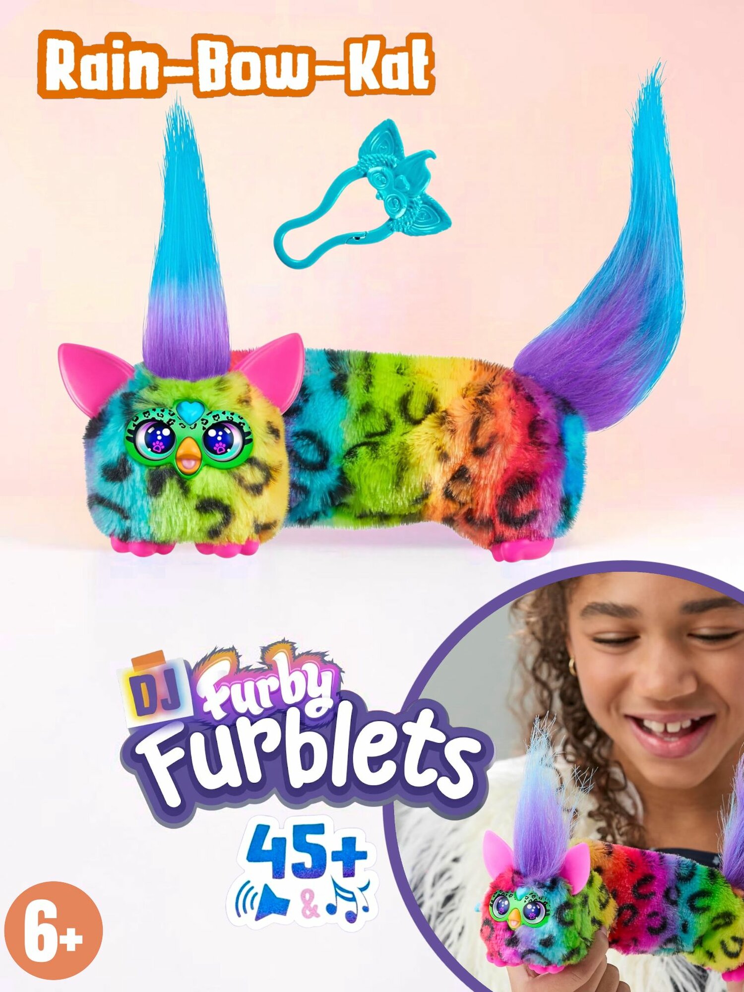 Музыкальная игрушка Furby Furblets DJ Ферби Ферблетс брелок Rain-Bow-Kat, G1783