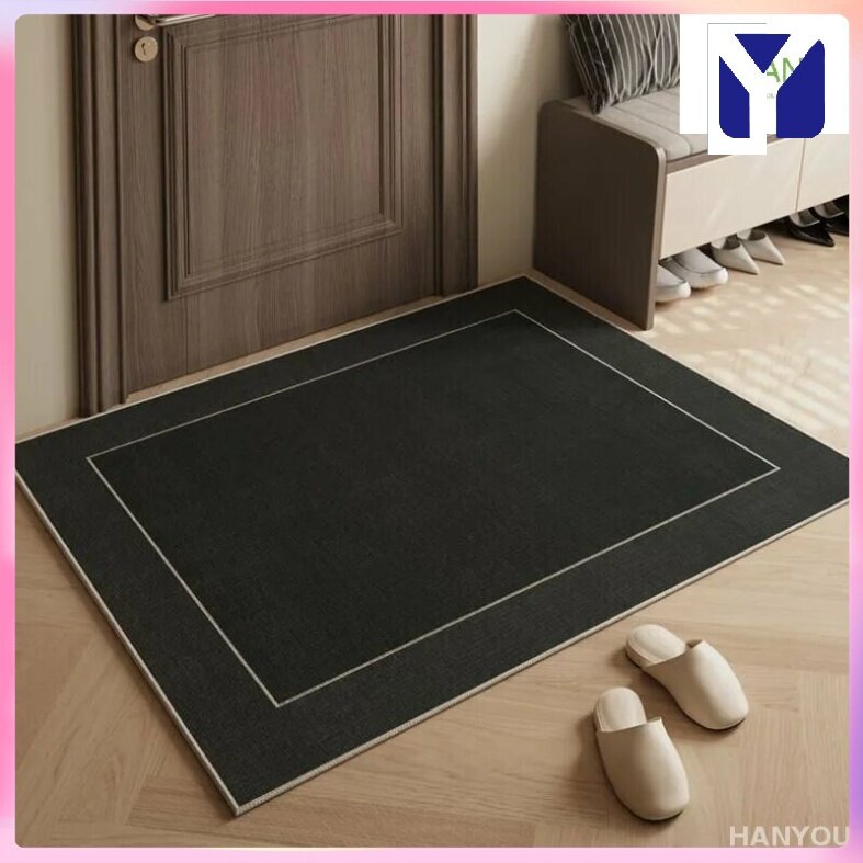 Придверный коврик YYD 90x120 см эксклюзивный，Черный нескользящий износостойкий коврик для пола