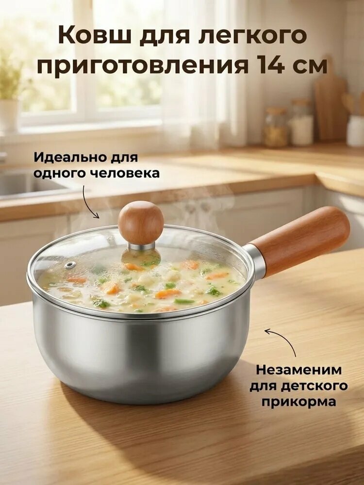 Котел пищевой, Нержавеющая сталь, 0,94 л, 1 шт