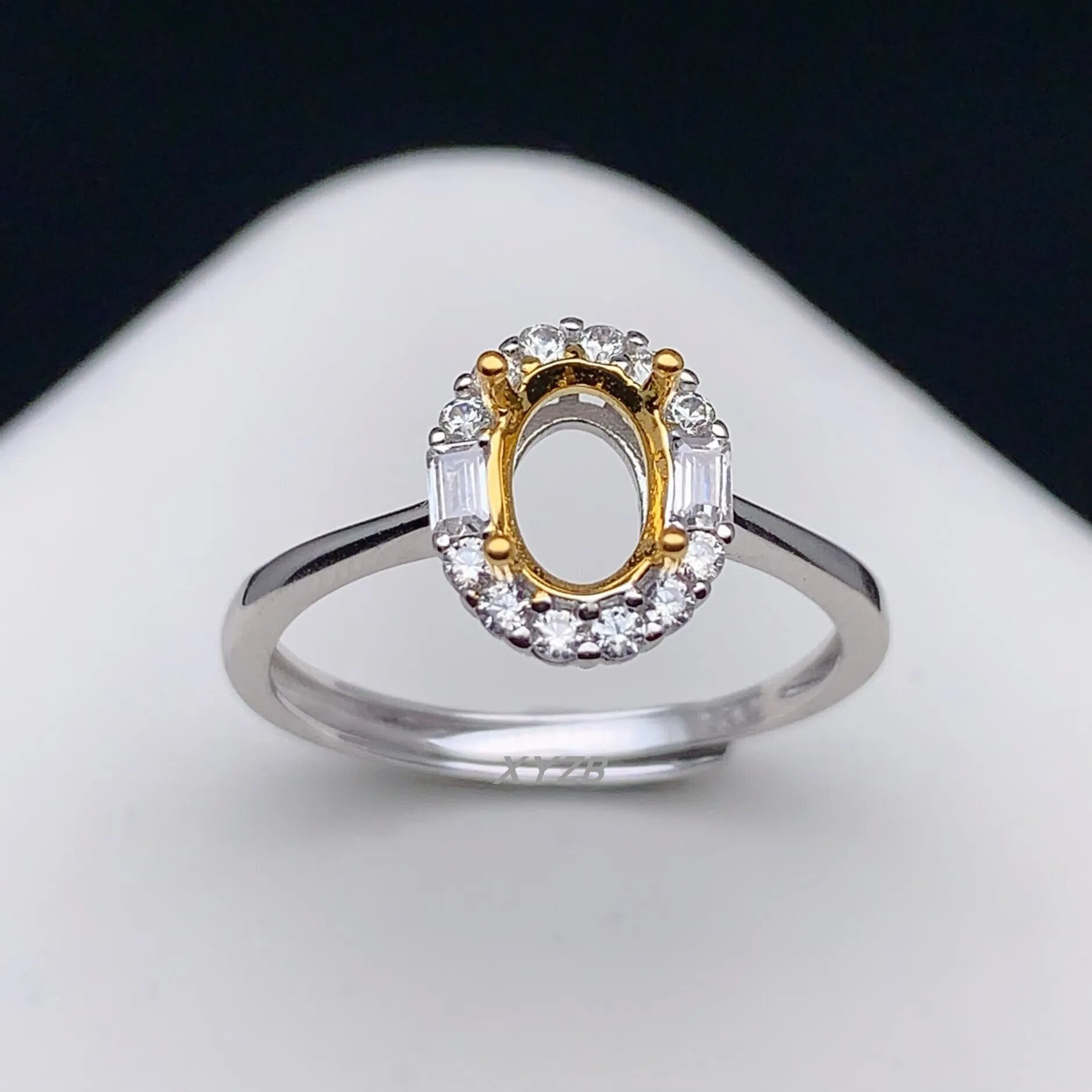 Серебряное кольцо S925 для камней 3*5-8*10 мм, Inlay 7x9mm