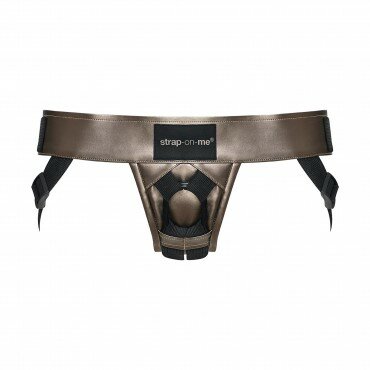 Пояс для страпона Strap-On-Me Harnais Curious, бронзовый, эко-кожа