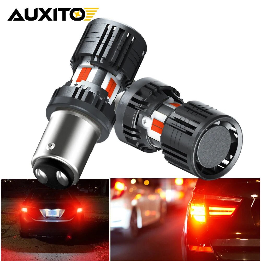 AUXITO 2 шт. P21/5 Вт светодиодный стоп-сигнал Canbus 1157 Bay15d лампа 12 В красный стоп задний стоп-сигнал с вентилятором без ошибок без гипервспышки