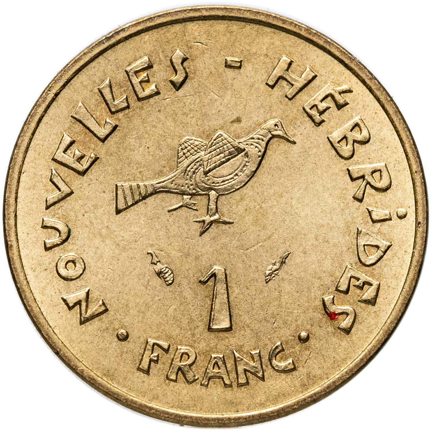 Новые Гебриды 1 франк franc 1979, Латунь, в сохранности UNC