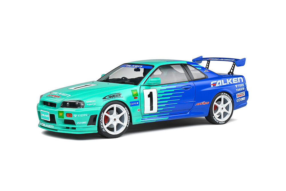 Модель коллекционная SOLIDO Nissan skyline R34 gtr no 1 jgtc 2001 falken