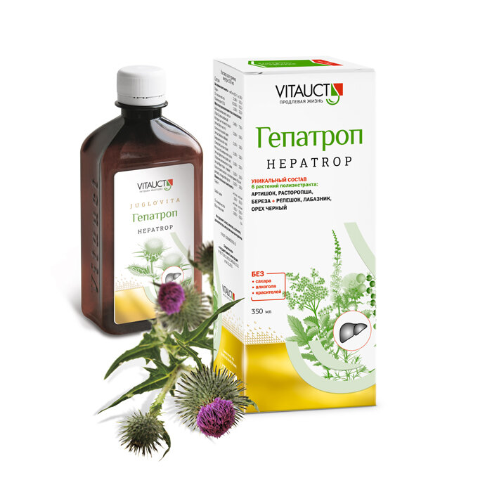 Гепатопротектор VITAUCT "Гепатотроп", антиоксидантный, натуральный, 40 таблеток