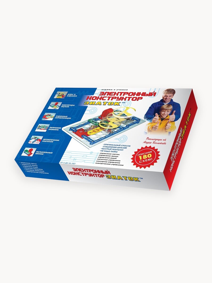 Электронный конструктор знаток "180 схем", схемотехника, для детей 5-15 лет