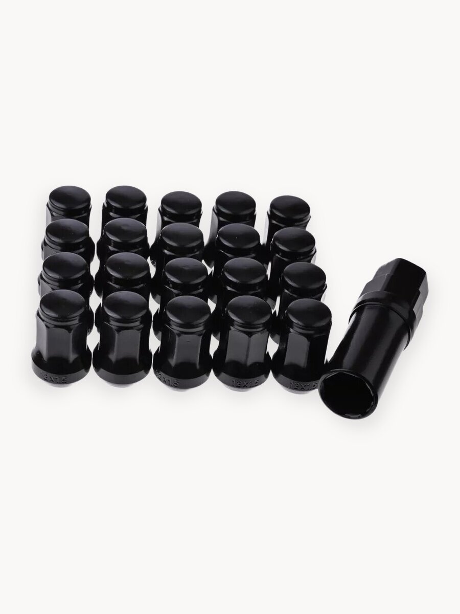 Секретки гайки М12х1,5 20 шт. в комплекте, высота 30 мм, черные