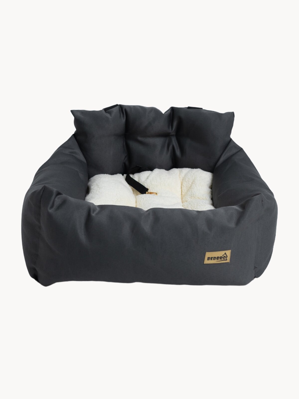 Автокресло для собак BEDBRO с мехом 55х50х18 см. Графит