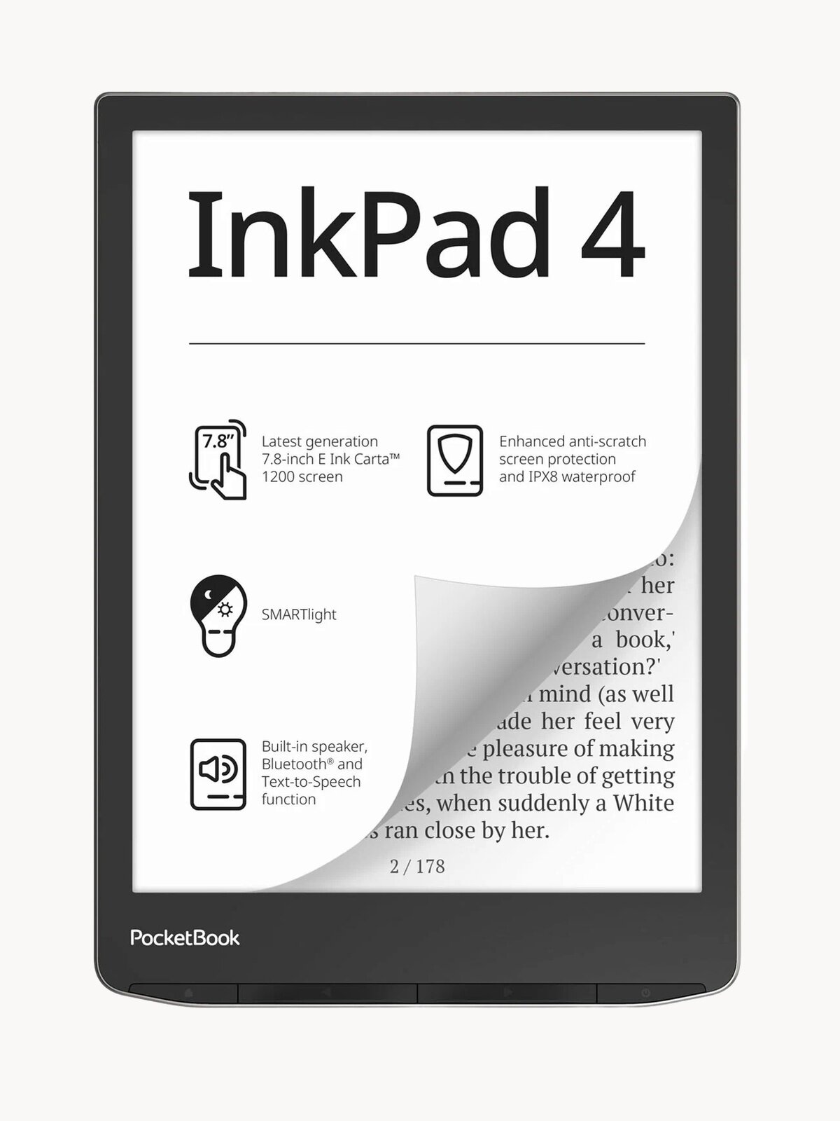 7.8" Электронная книга PocketBook InkPad 4 1872x1404, E-Ink, 32 ГБ, Stardust Silver