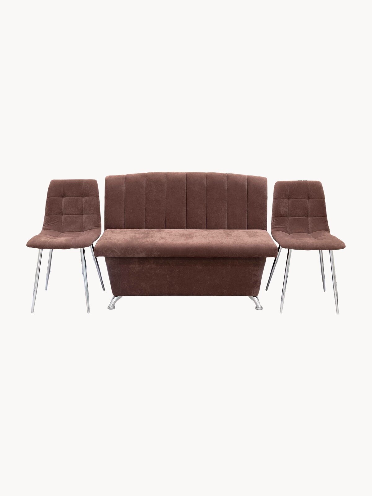 Кухонный диван Альт со стульями (2 шт.), 120х56 см, обивка моющаяся, антивандальная, антикоготь, цвет - шоколад