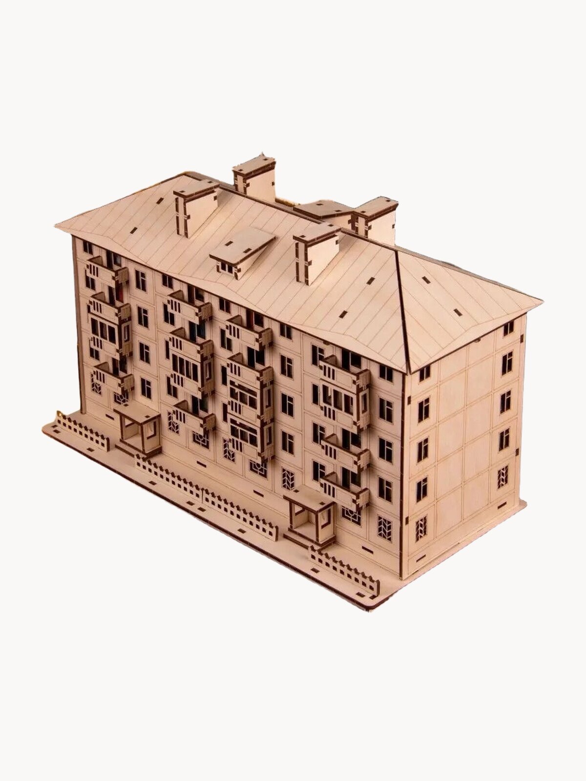 Ночник TIME TO TRY "Панелька Хрущевка", деревянный, LED, 3D, 191 деталь