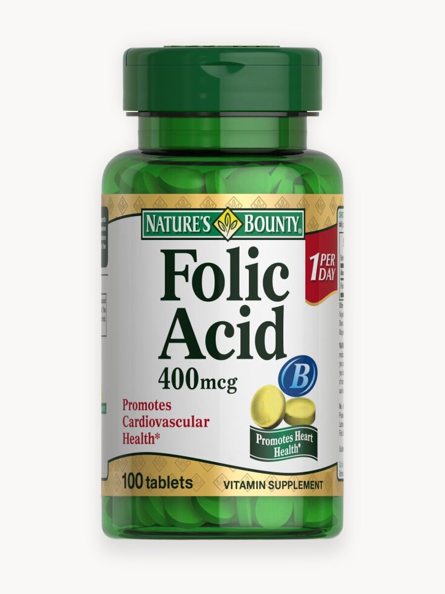 Natures Bounty, Folic Acid 400 мкг, 100 таблеток