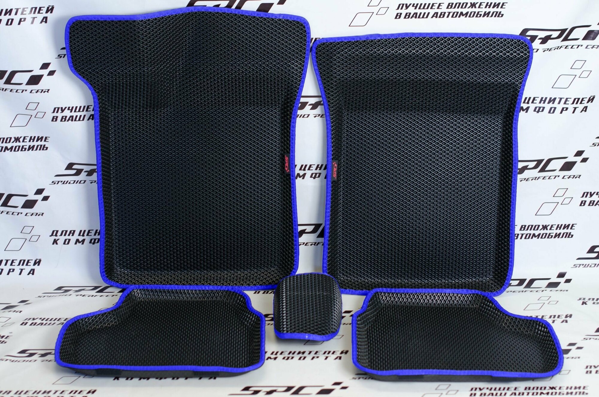 Новинка! Коврики Ева с Пресс Бортами на LADA (ВАЗ) ОКА, ПРЕМИУМ_3D, черно-синий