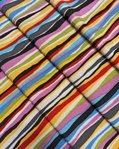 Ткань для штор, для покрывал Эдна цвет 1, печатная. Детская, полоски.