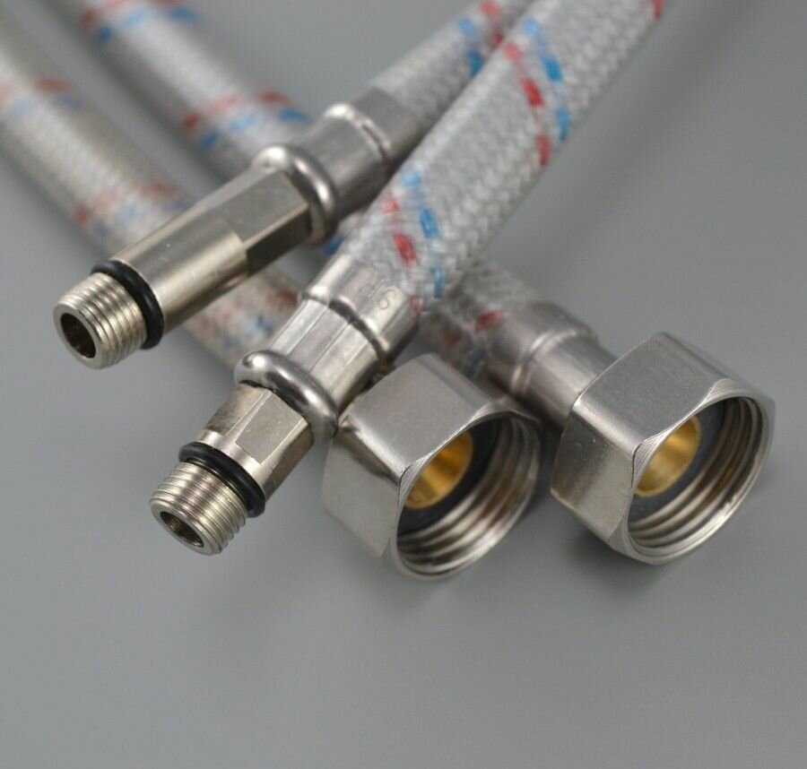 Гибкая подводка для смесителя пара (2 шт.), 1/2", М10, гайка-штуцер, 40 см, Monoflex Оптима