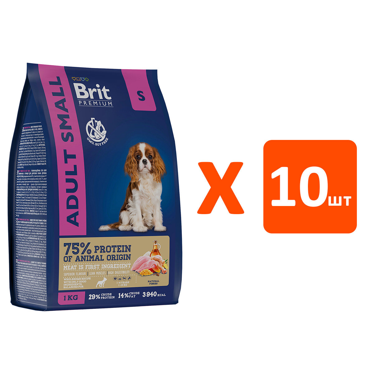 БРИТ ПРЕМИУМ DOG ADULT SMALL для взрослых собак маленьких пород с курицей (1 кг х 10 шт)