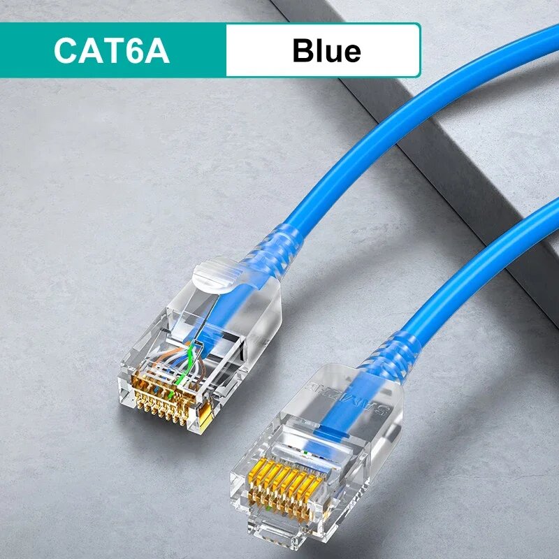 SAMZHE Cat6A тонкий сетевой кабель Blue Ethernet Cable, 1m