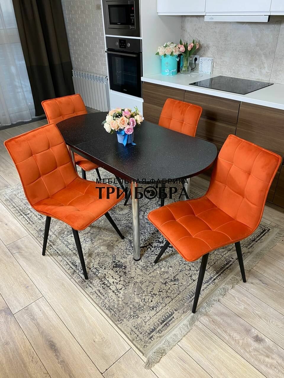 Стол кухонный раздвижной, Бронза, стулья для кухни комплект 4 шт, обеденная группа