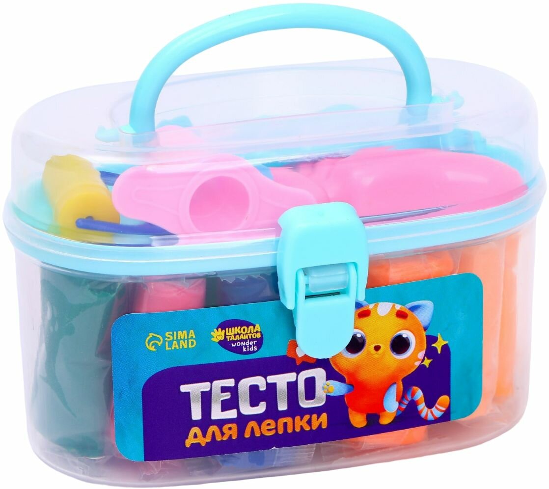 Тесто для лепки, детский игровой набор для творчества, развитие мелкой моторики и воображения, 13 цветов, с формочками + каток и шприц, в чемоданчике, цвета микс