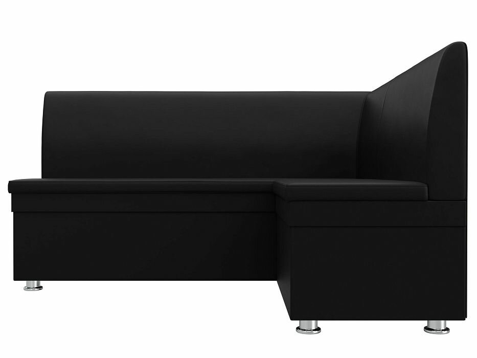 Диван кухонный угловой Уют правый угол, экокожа, механизм нераскладной, черный, 150x125x88см. Хит Диванов