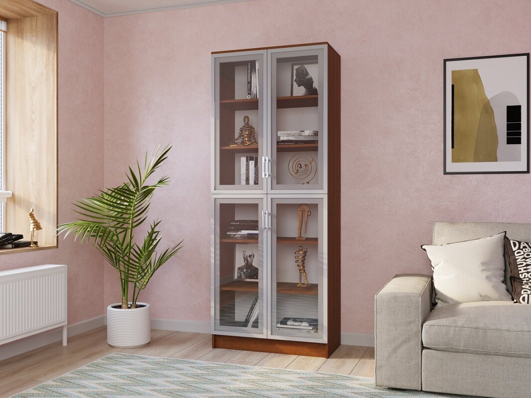 Книжный шкаф МебельЛэнд24 Альма - 8 Орех Экко 90x30x200