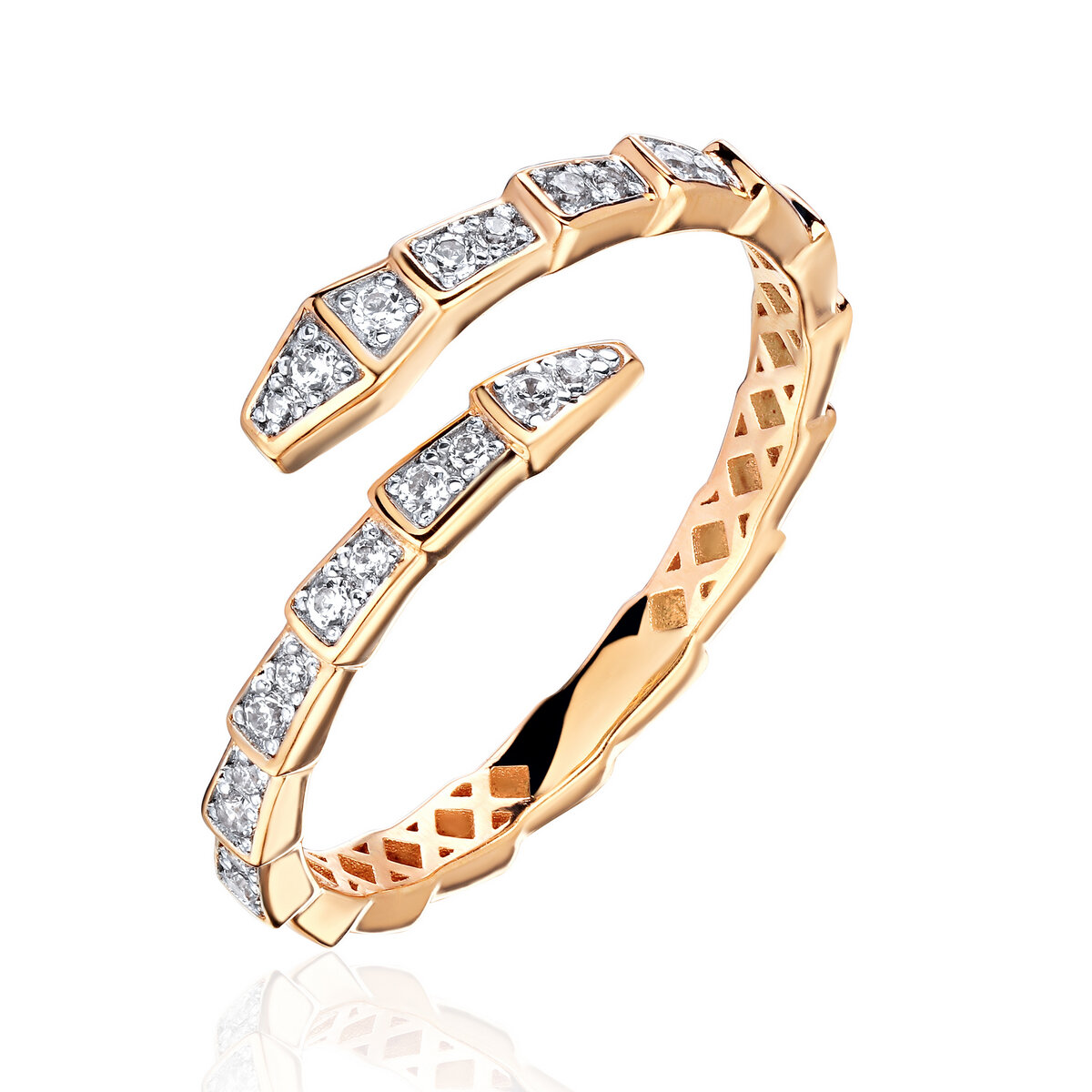 Кольцо, красное золото, 585 проба, фианит