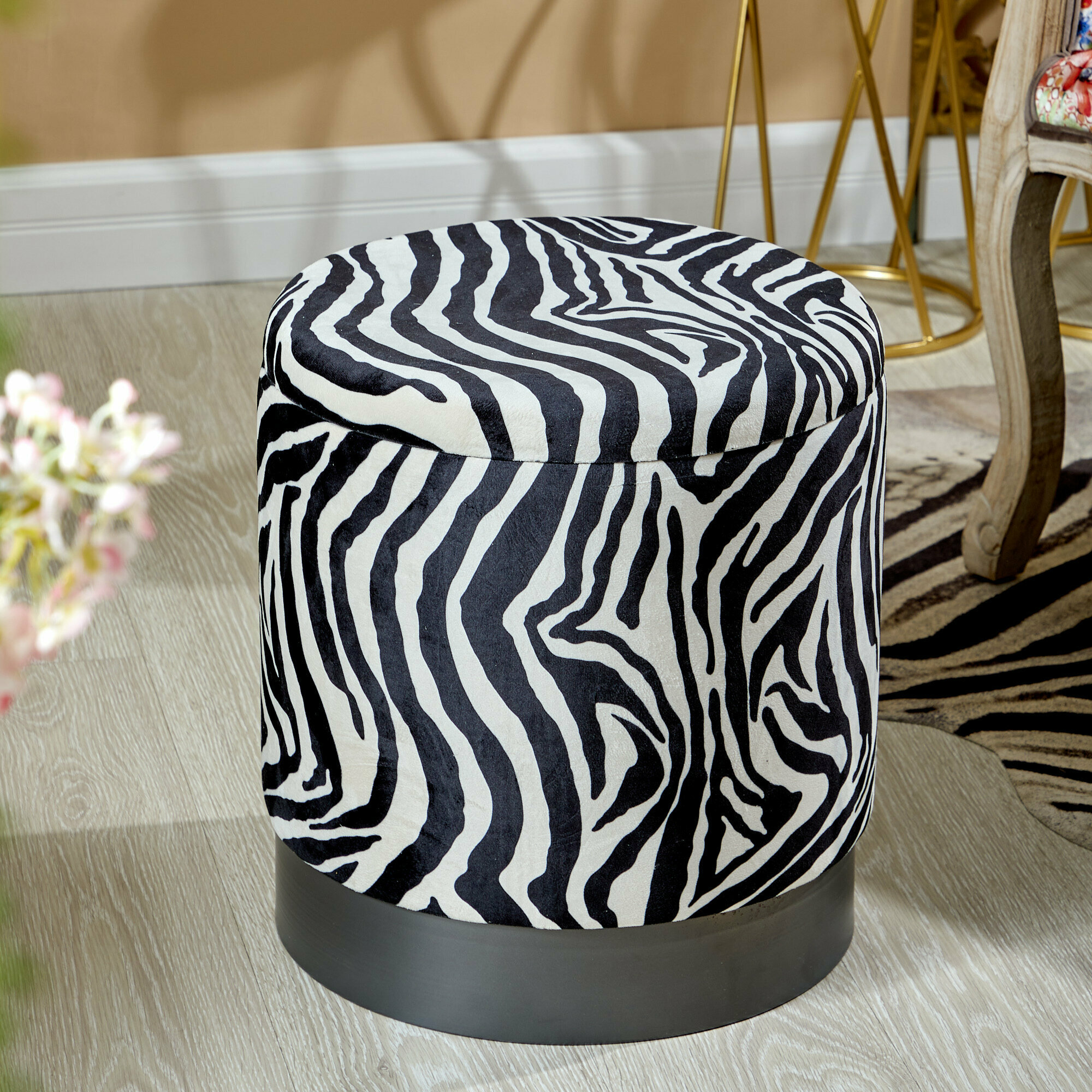 49-039 Пуф с крышкой 40x40x45см, МДФ, ткань, поролон, металл, Glasar