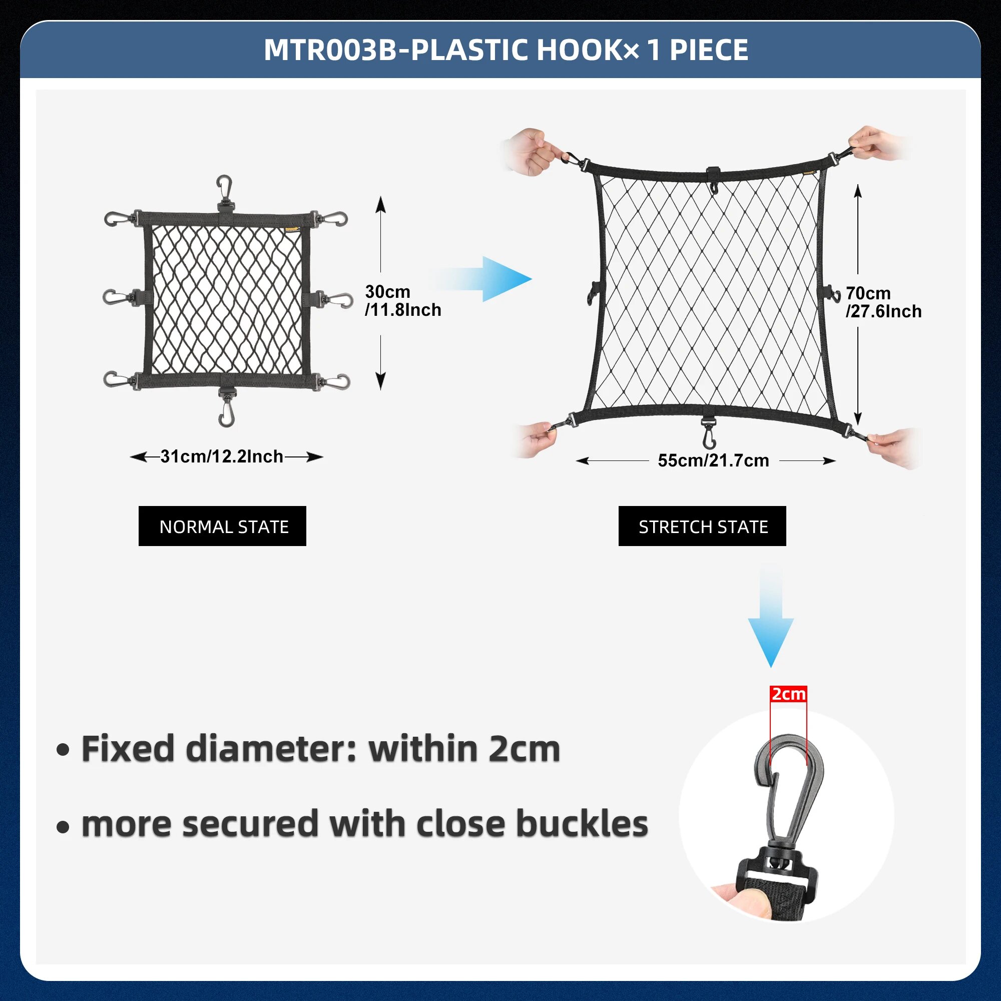 Сетка для мотоцикла Rhinowalk, Plastic Hooks x1PC
