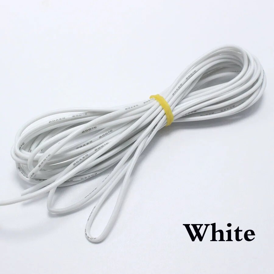 Высокотемпературный кабель из силикона 18-30 AWG 24AWG, White, 5 Meter