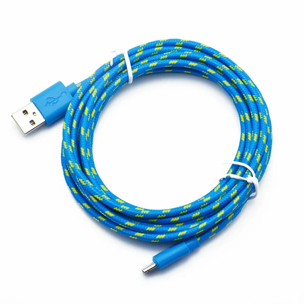 Кабель Micro USB 1 м 2 м 3 м Нейлоновая оплетка USB-кабель для синхронизации данных для 1 м, Синий