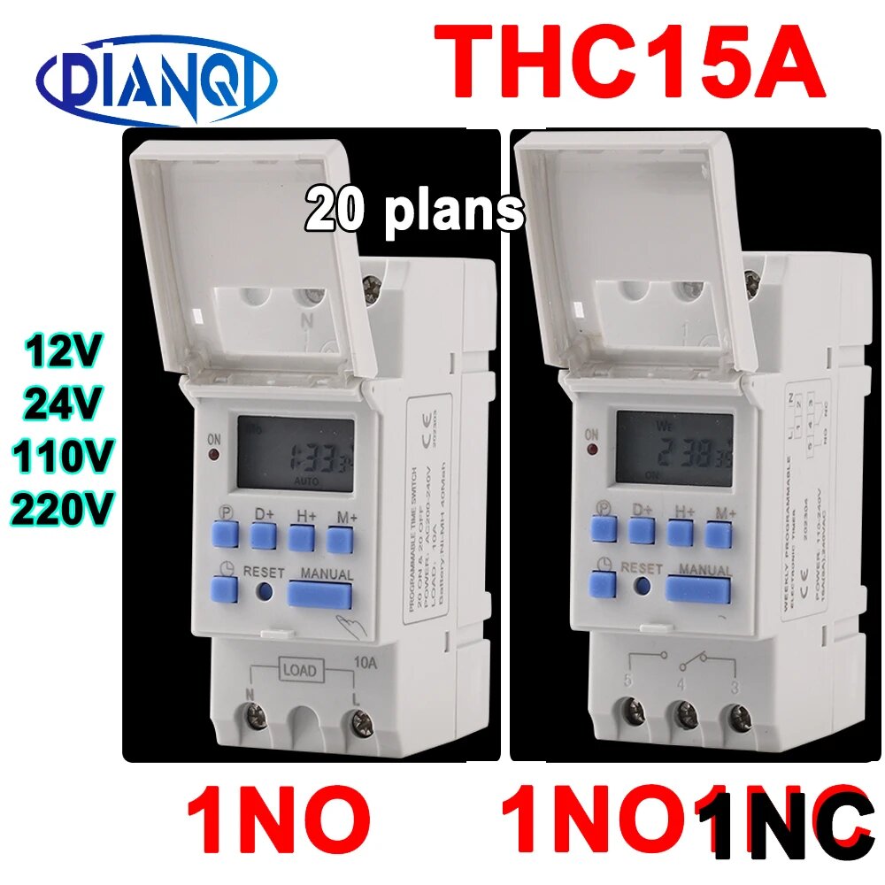 Программируемое цифровое реле времени DIANQI THC15A 1NO 220V