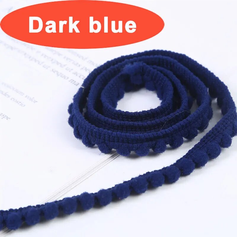 Тесьма с помпонами 5/10 ярдов для рукоделия Синий, Dark blue, 10Yards