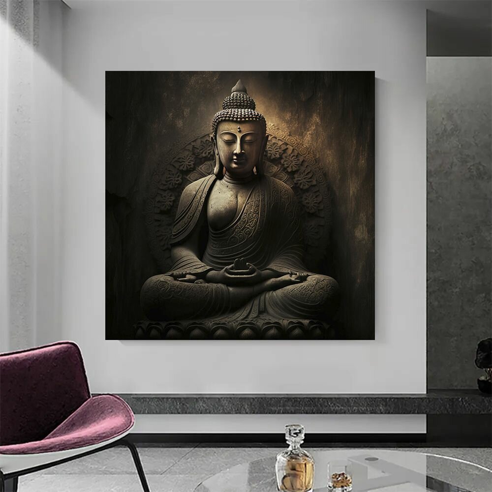 Картина "Многоликий Будда", поп-арт, на подрамнике, хлопковый холст