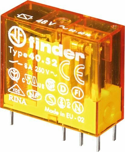 Реле FINDER 40.52.8.230.5000 Реле: электромагнитное DPDT Uобмотки: 230ВAC 8A/250ВAC 28кОм 1шт