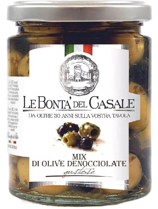 Оливки и Маслины LE BONTA' DEL CASALE без косточки /стекло/ 314мл