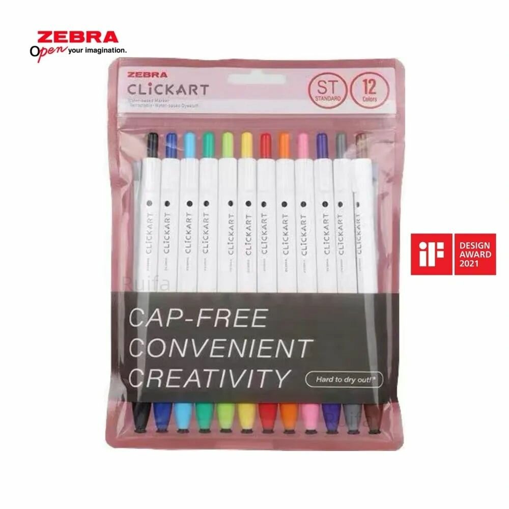 Набор маркеров Zebra CLICKART, WYSS22-12CST, 12 цветов