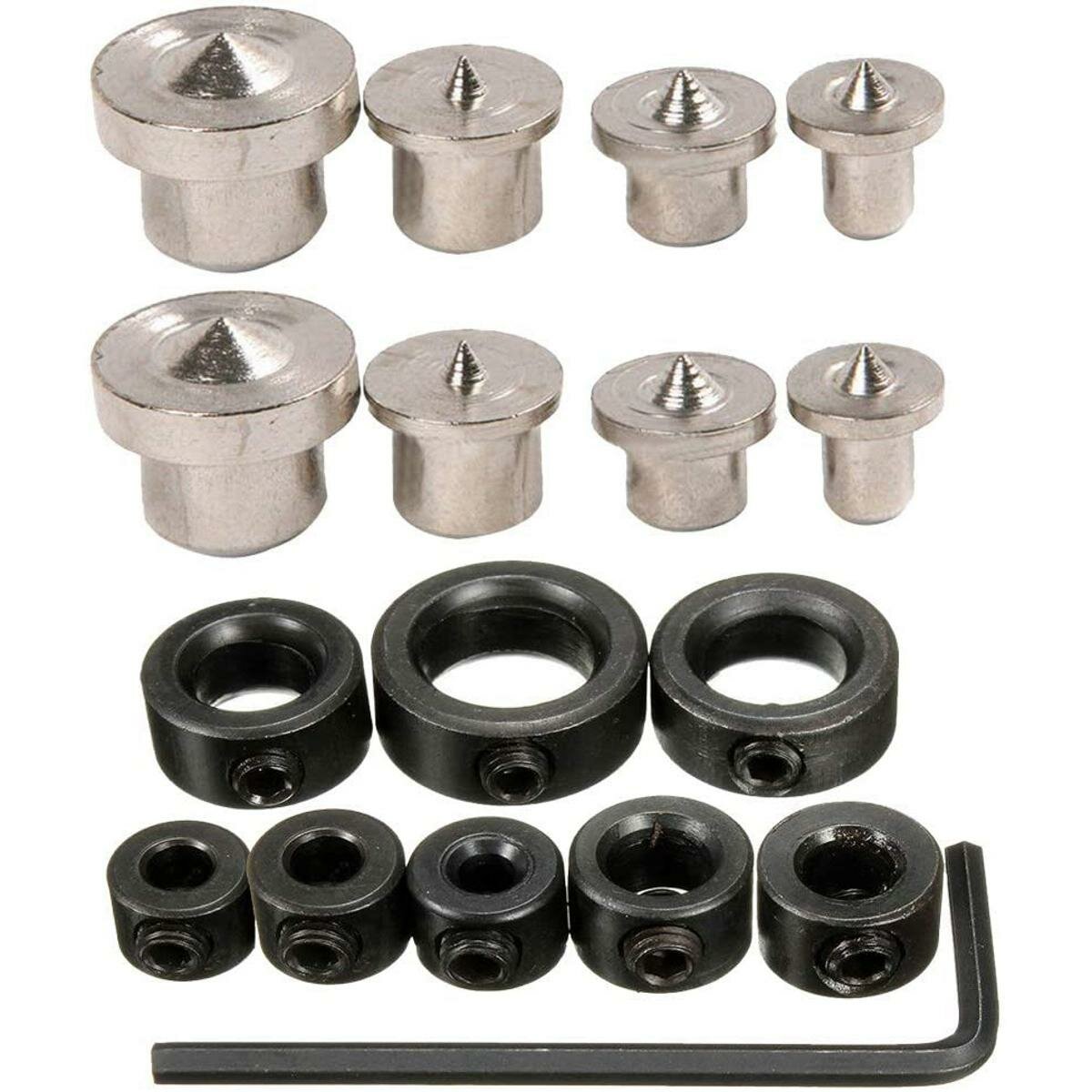 Набор из 8 хомутов для сверл, ограничители глубины сверления, 8 шт. штифтов и шипов, центральные штифты для деревообработки