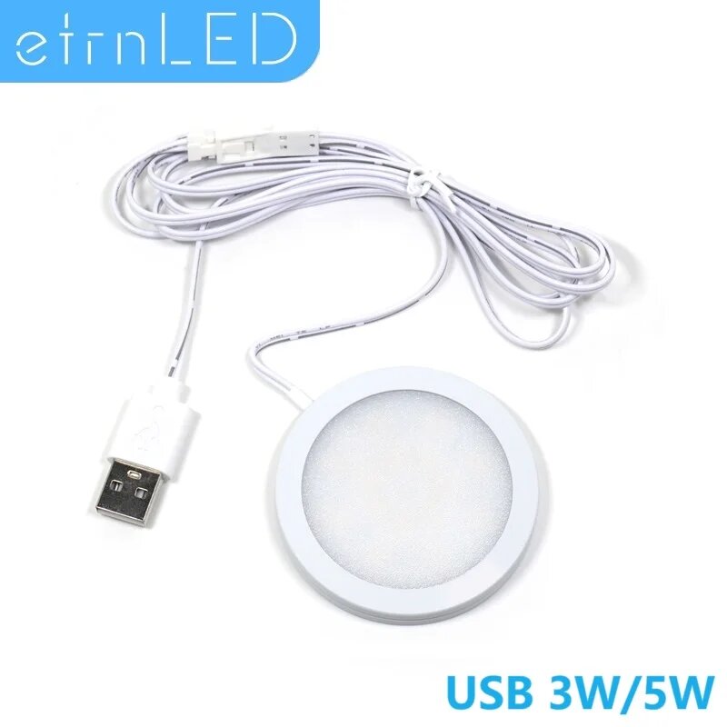 EtrnLED USB светодиодный прожектор для шкафа 3Вт/5Вт Warm White, 5W, White case